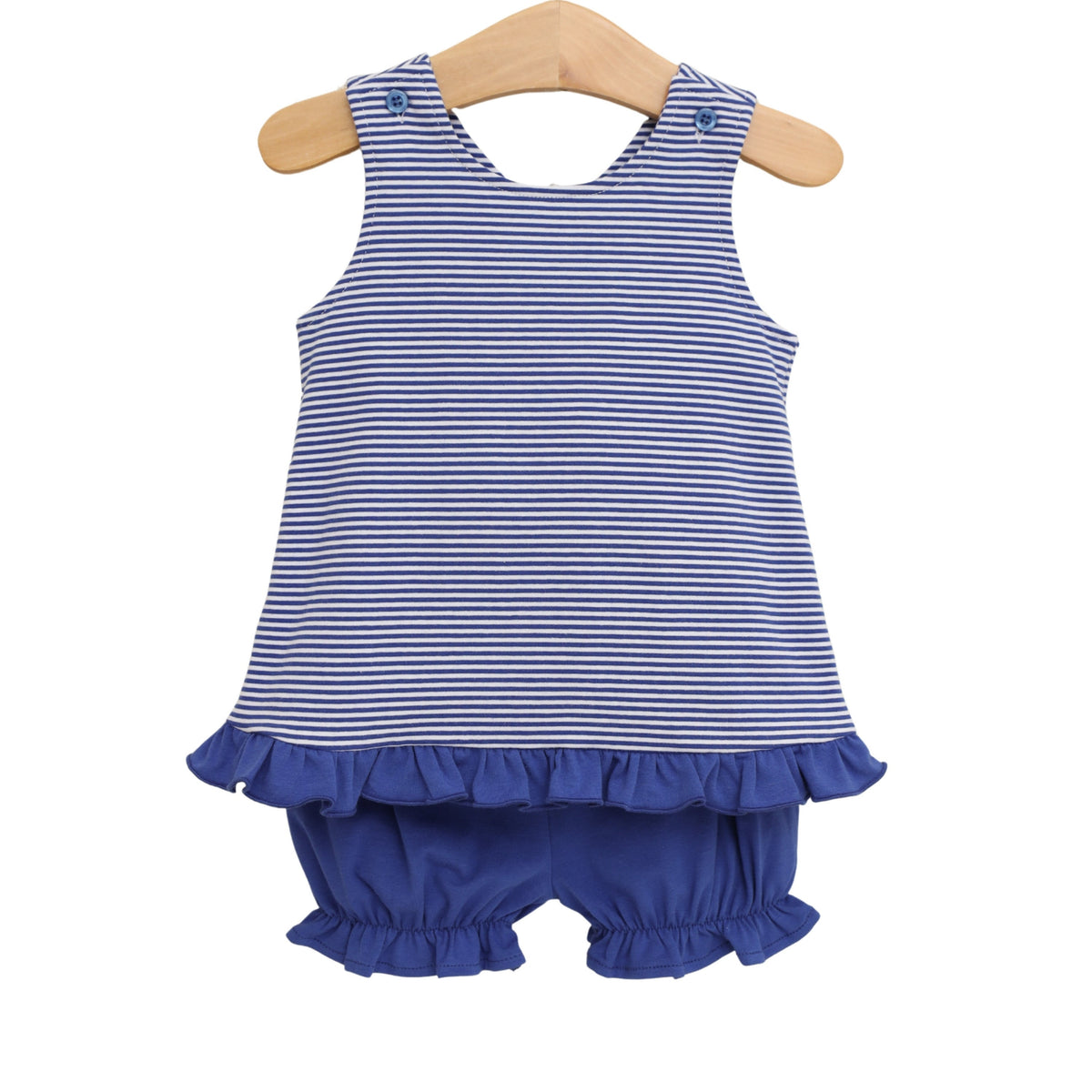 Let's Cheer! Swing Back Bloomer Set- Royal Blue Stripe – Hampton James ...