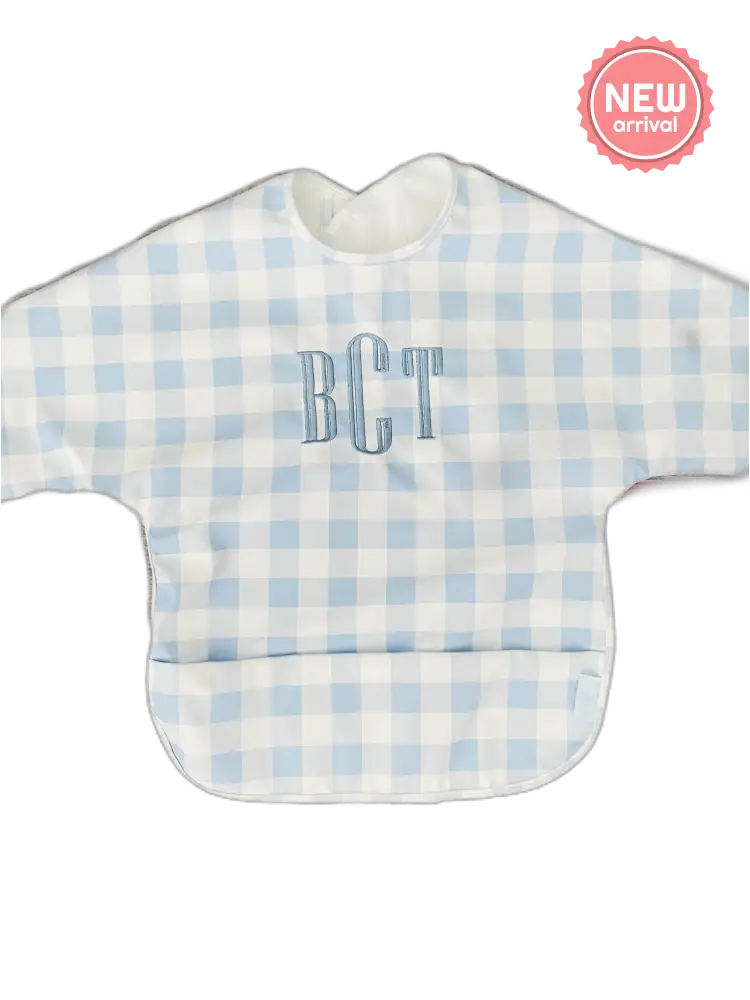 Signature Catch All Bib - Blue Gingham – Hampton James Clothing